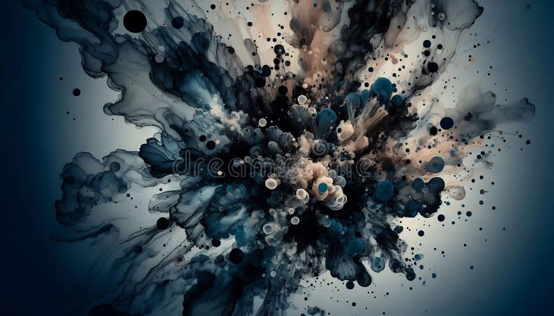 Abstract Ink Explosion in Deep Tones Stock Illustration - Illustration ...