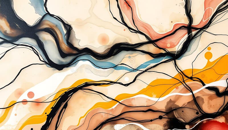 Abstract Ink Flow Design, Fluid Art and Modern Paint Texture Generative ...