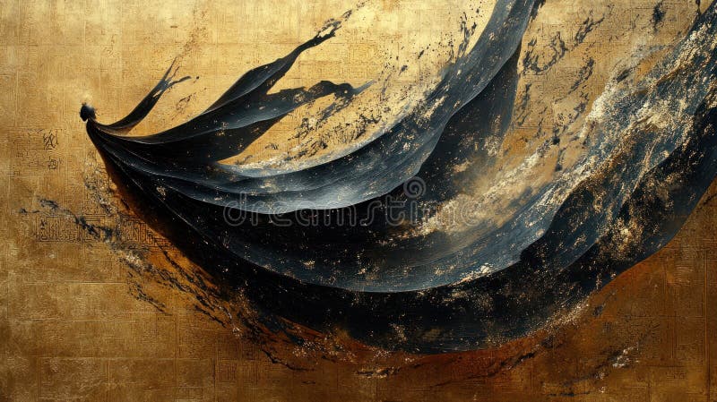 Abstract Ink Flow on Gold Background Stock Illustration - Illustration ...