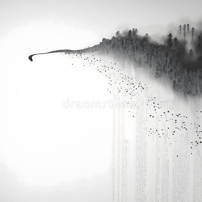 Abstract Ink Forest Landscape Stock Illustration - Illustration of ...