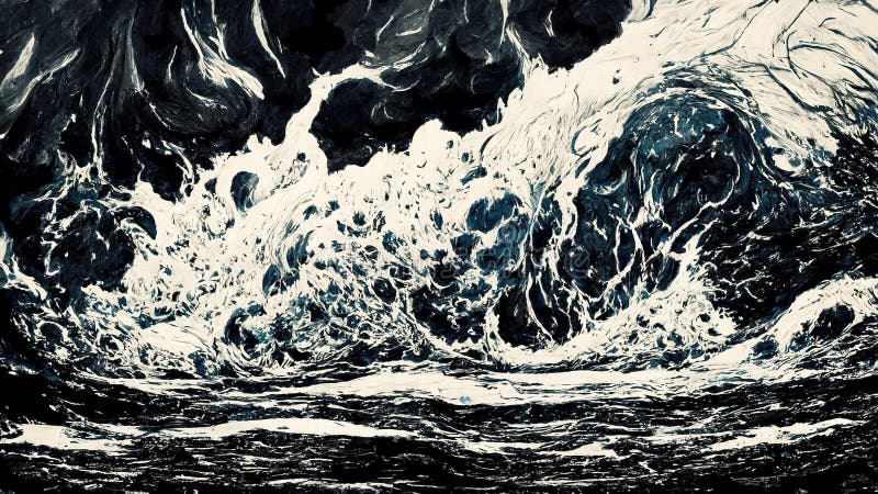 Abstract Ink Illustration of Stormy Waves, Concept Art, Ai Generated ... Abstract Ink Illustration of Stormy Waves, Concept Art, Ai Generated ...