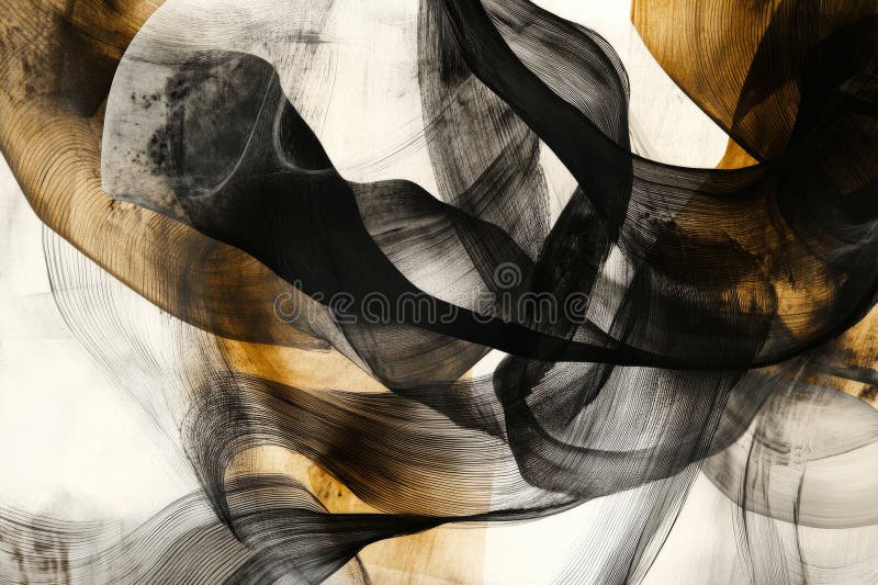 Abstract Ink Patterns Flowing Across the Background, with Shades of ...