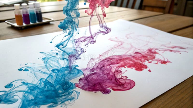 Abstract Ink Patterns Spreading on White Paper Stock Illustration ...