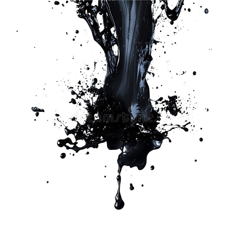 Abstract Ink Splash Black Ink Blot Dynamic Texture on Transparent ...
