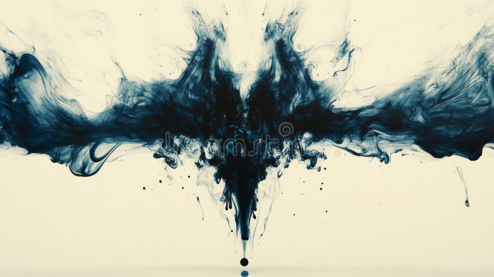 Abstract Ink Splash: Blue Black Ink Explosion on White Stock ...