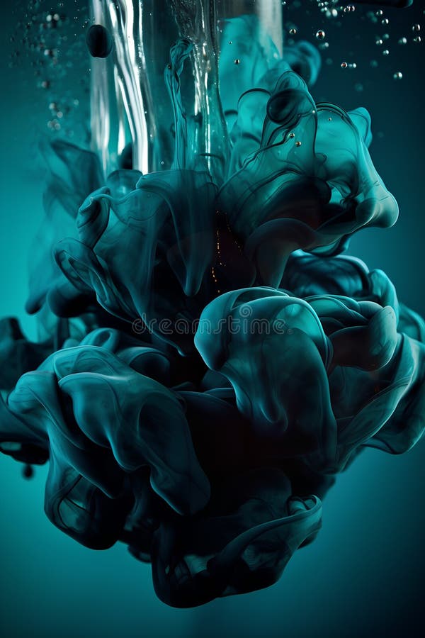 Abstract Ink Splash in Water on a Blue Background. 3d Rendering Stock ...