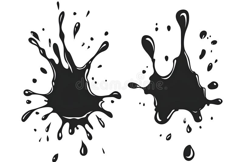 Abstract Ink Splashes: Dynamic Black Ink Blot Design Elements Stock ...