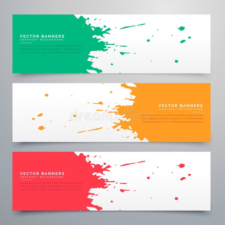Abstract Ink Splatter Banners Set Background Stock Vector ...