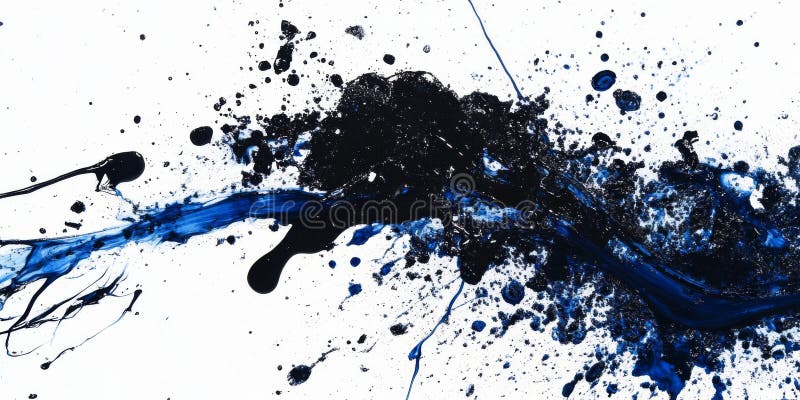 Abstract Ink Splatter Texture in Black and Deep Blue, Creating an Edgy ...