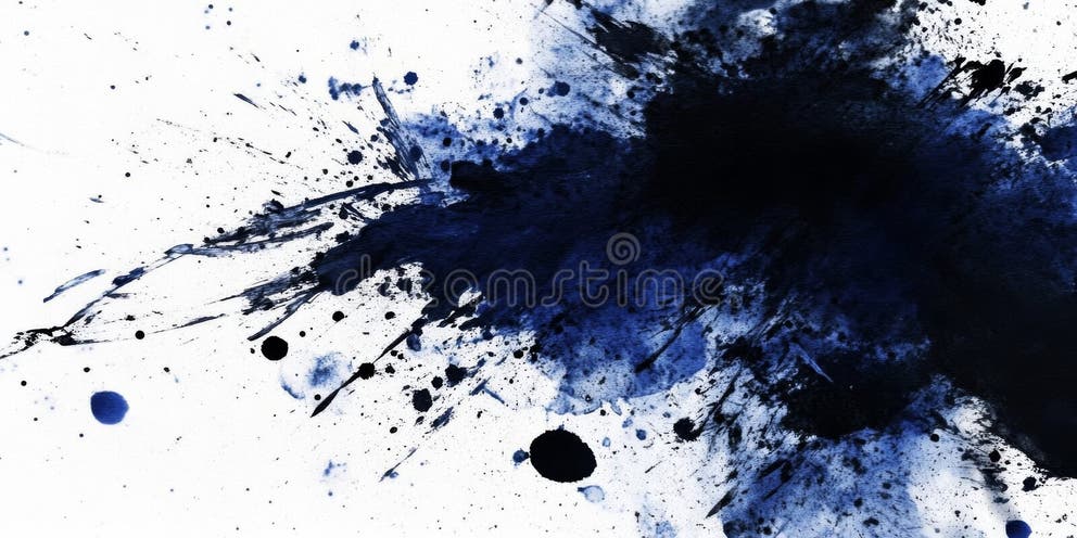 Abstract Ink Splatter Texture in Black and Deep Blue, Creating an Edgy ...