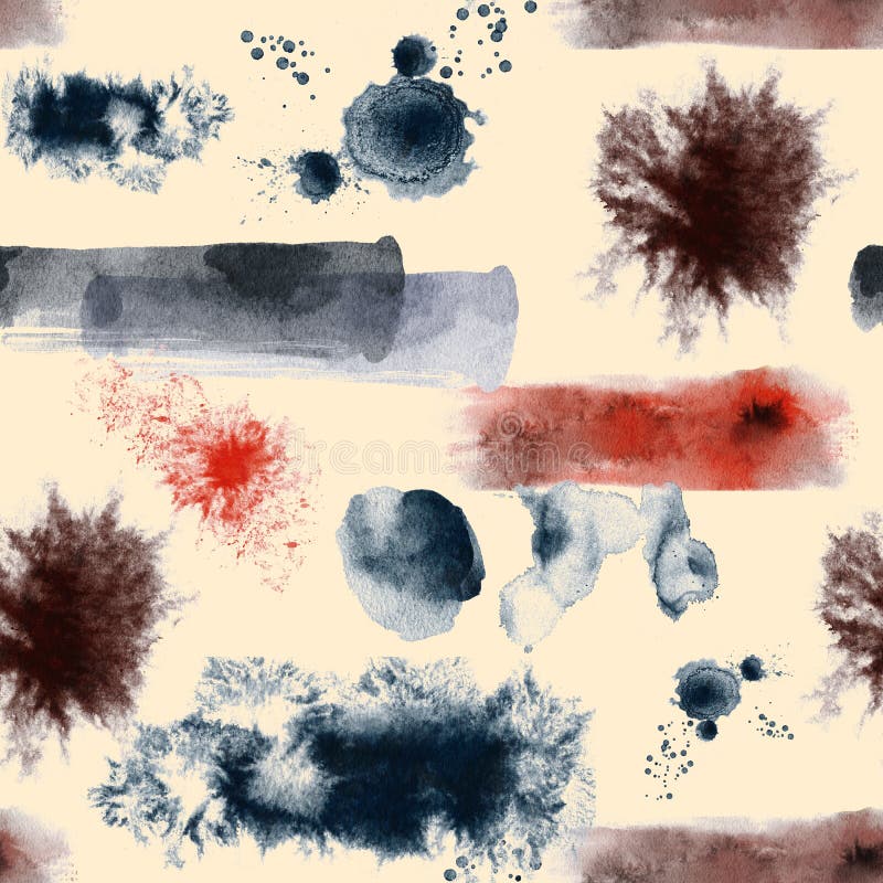 Abstract Ink Spots Seamless Pattern. Watercolor Backround of Spots ...