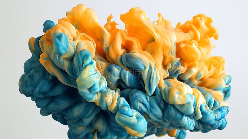 Abstract Ink Swirl Background Teal Orange Color Splash Texture Stock ...