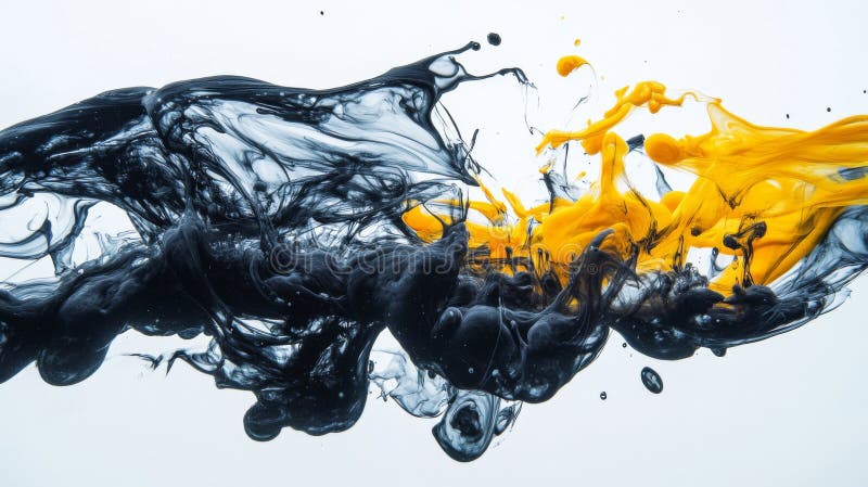 Abstract Ink Swirls Black and Yellow Colors Stock Illustration ...