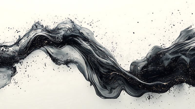 Abstract Ink Wave Design with Dramatic Curves and Sparkling Details ...