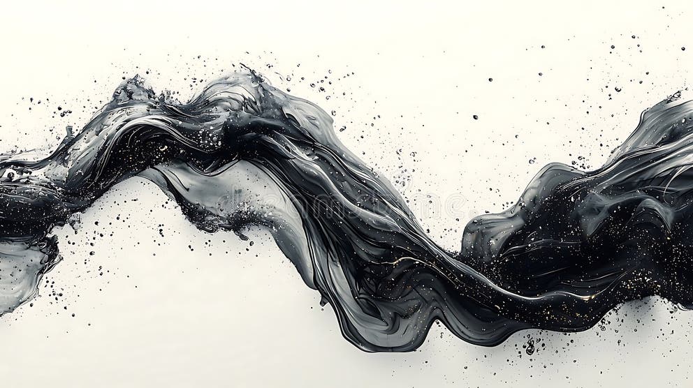 Abstract Ink Wave Design with Dramatic Curves and Sparkling Details ...