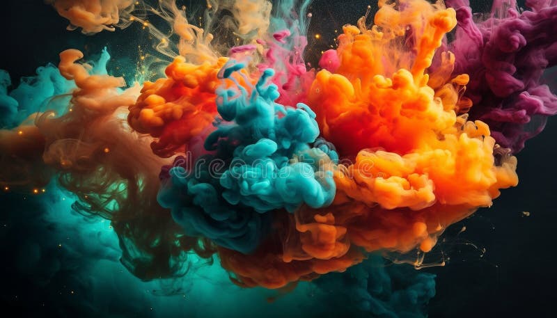 Abstract Ink Wave Exploding with Vibrant Colors Generated by AI Stock ...