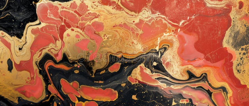 Abstract Inkscape Painting: Red, Gold, and Black Marble Texture Stock ...