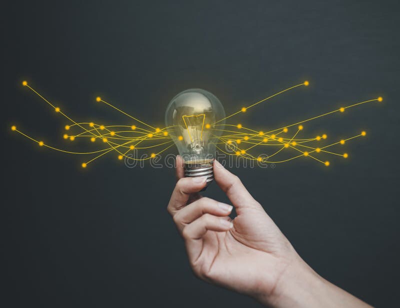 Innovation. Hands Holding Light Bulb for Concept New Idea Concept with ...