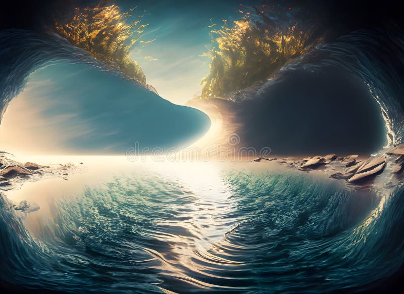 Abstract Inside Empty River and Light Swirling Surface on Digital Art ...