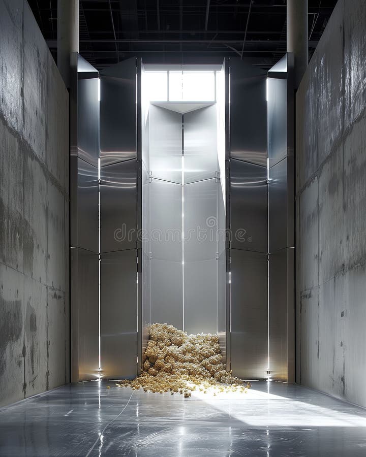 Abstract Installation with Light Reflecting Off Metallic Surfaces and ...