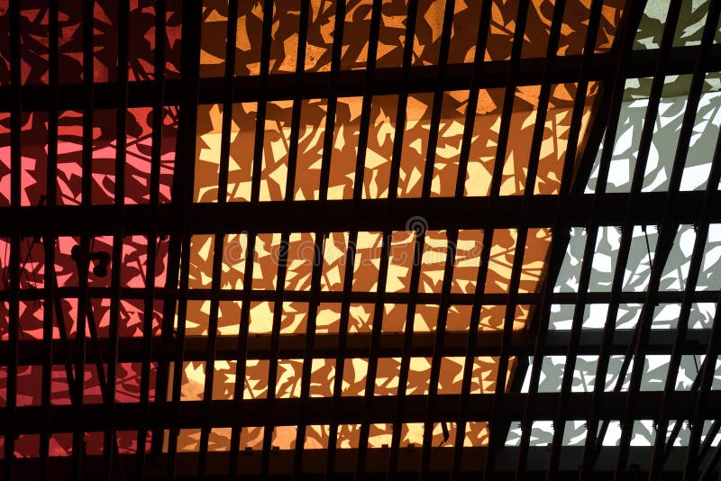 An Abstract Installation of Three Different Colored Glass Panels ...