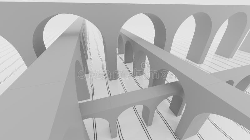 Abstract Instersection of Arc Bridges 3d Illustration Stock ...