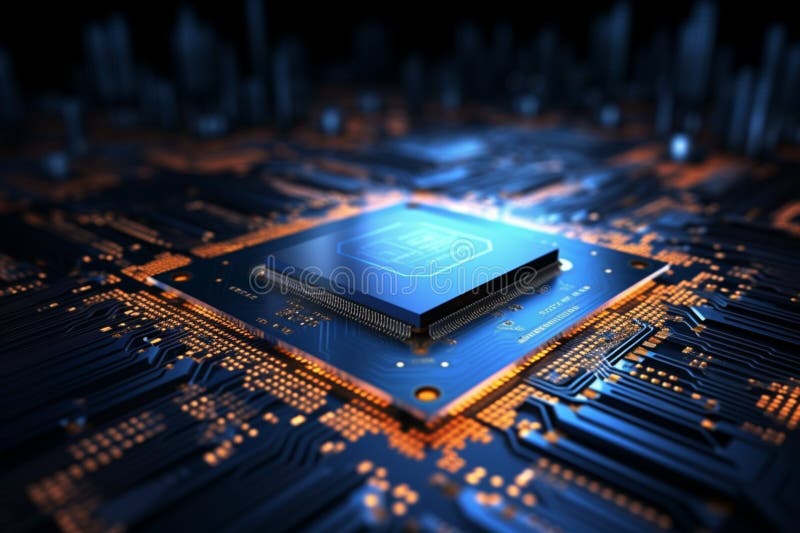 Abstract Integration Circuit Board Blends with Chip Processor, Creating ...