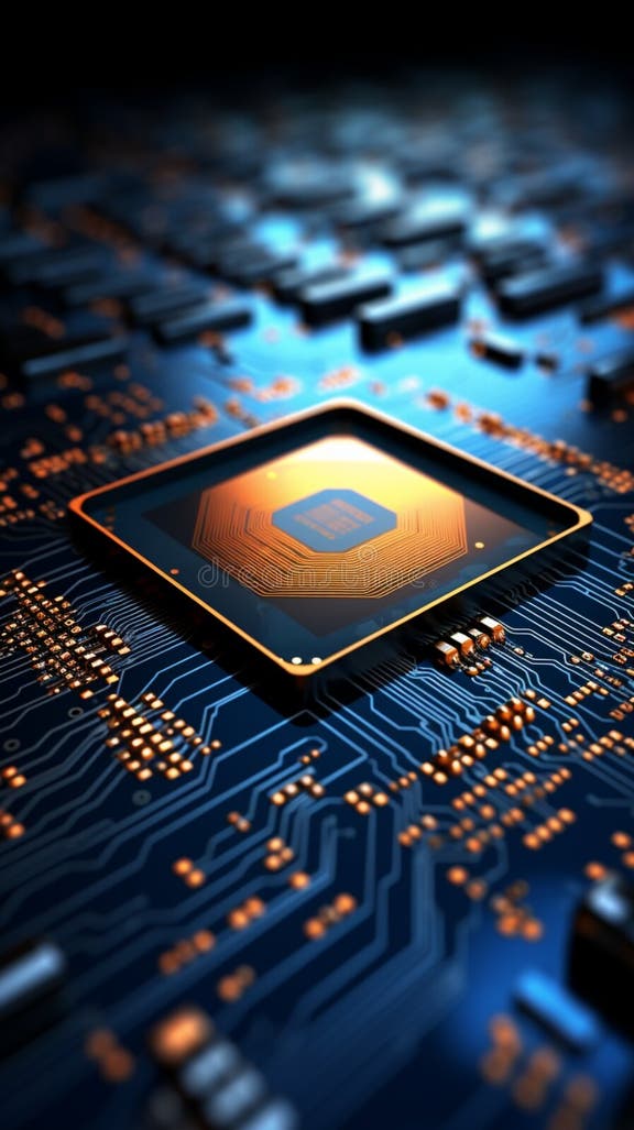 Abstract Integration Circuit Board Blends with Chip Processor, Creating ...