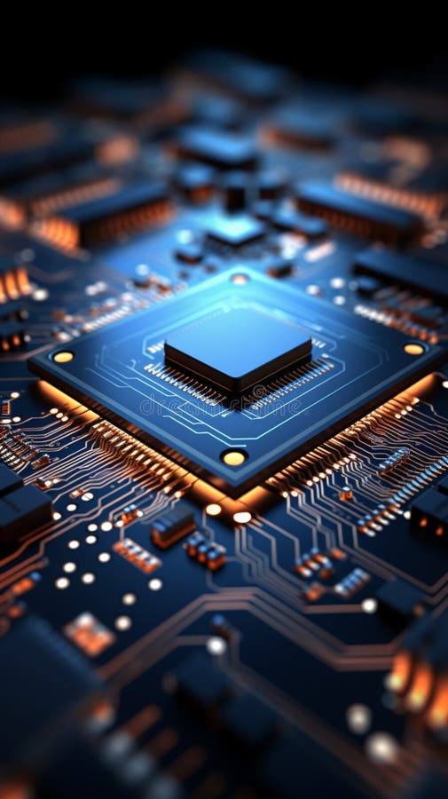 Abstract Integration Circuit Board Blends with Chip Processor, Creating ...