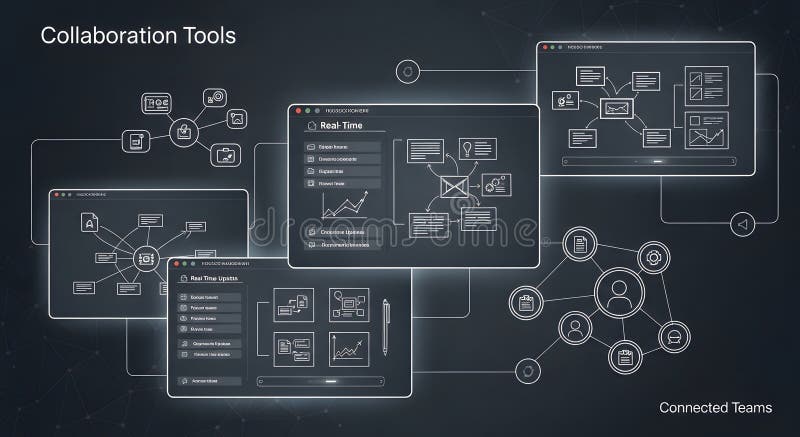 Conceptual Collaboration Tools Network with Connected Teams and Real ...