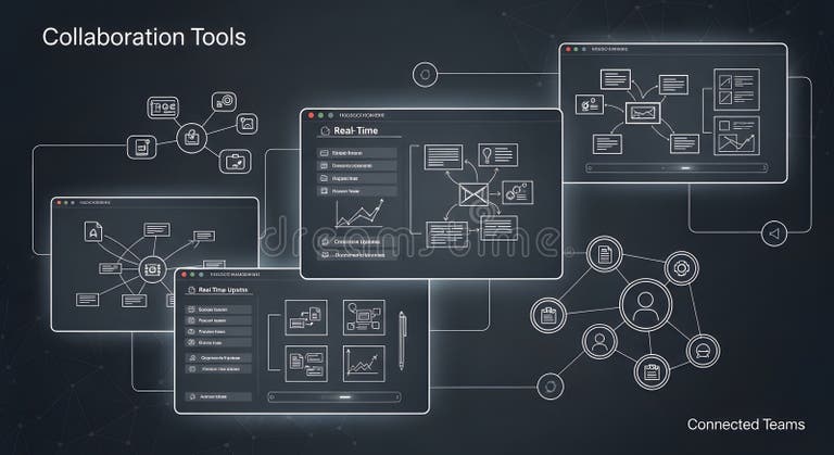 Conceptual Collaboration Tools Network with Connected Teams and Real ...
