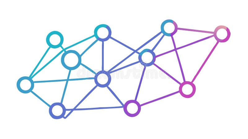 Abstract Interconnected Network of Nodes in Vibrant Gradient, Vector Design Generative AI Stock ...