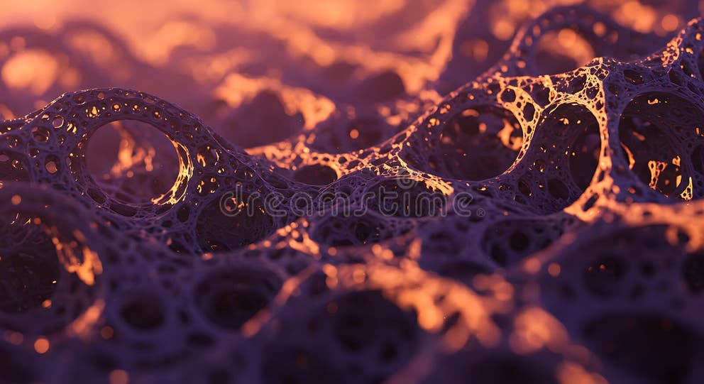 Abstract Interconnected Structure Surface with Orange Glow Texture ...