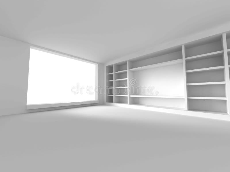 Abstract Interior Background with Window and Bookshelves Stock ...