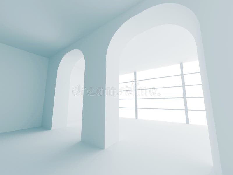 Abstract Interior Design with Columns and Window Stock Illustration ...