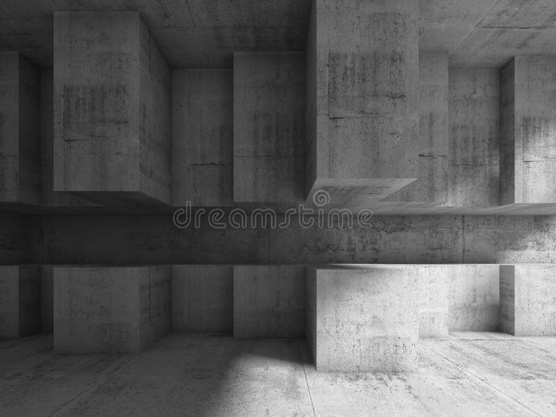 Abstract Interior Design with Cubic Installation 3d Stock Illustration ...