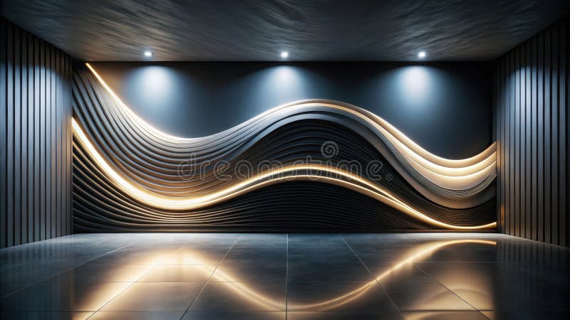 Abstract Interior Design Elegant Wave Paneling with Warm Accent ...