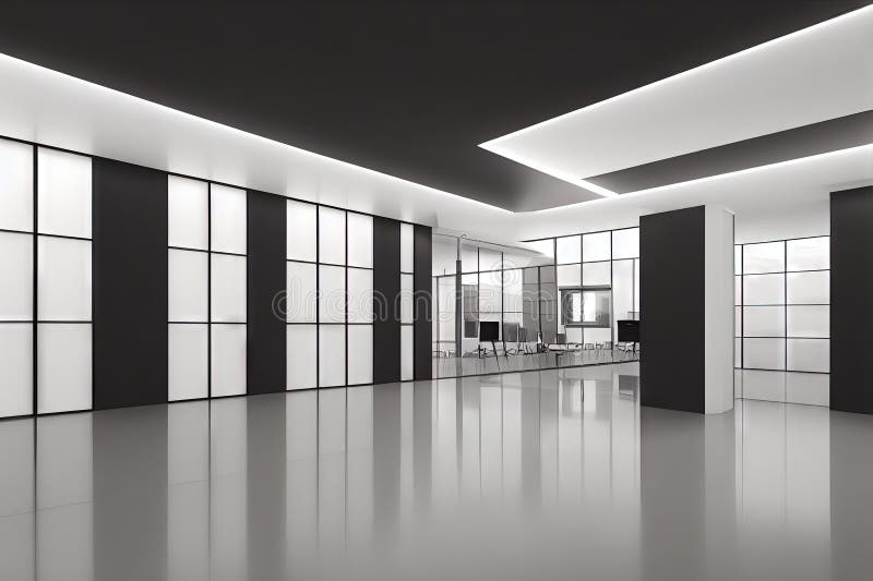Abstract Interior Design of Modern Showroom with Empty Floor. Stock ...
