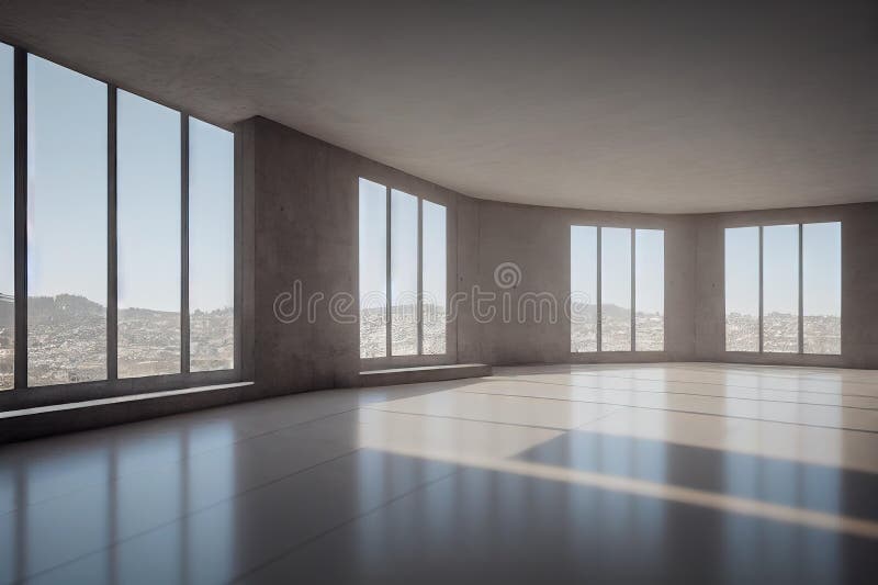 Abstract Interior Design of Modern Showroom with Empty Floor. Stock ...