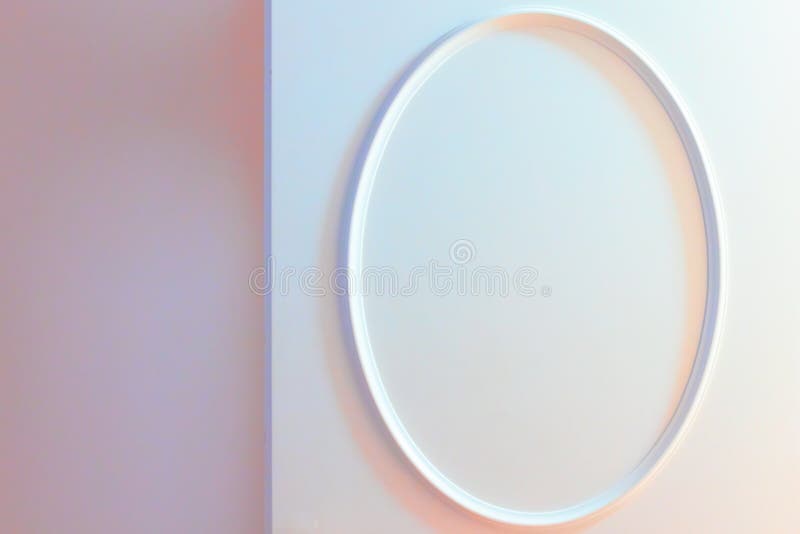 Abstract Interior Design with Oval Frame on White Wall Stock Image ...