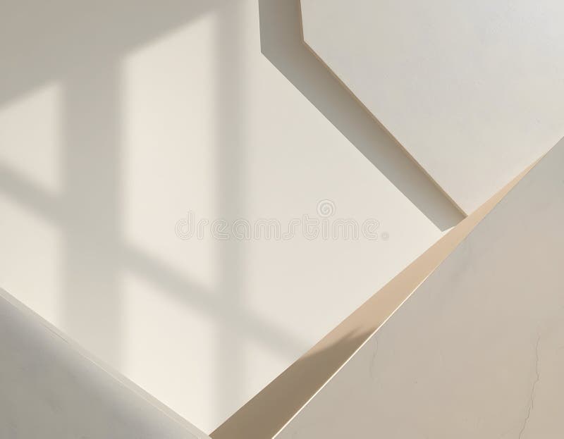 Abstract Interior with Light and Shadows on White Walls Stock ...