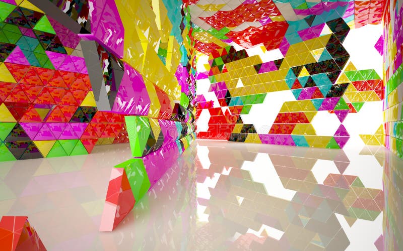 Abstract Interior Next To the Walls and Ceiling of an Array of Colored ...