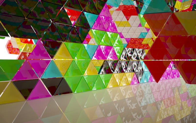 Abstract Interior Next To the Walls and Ceiling of an Array of Colored ...