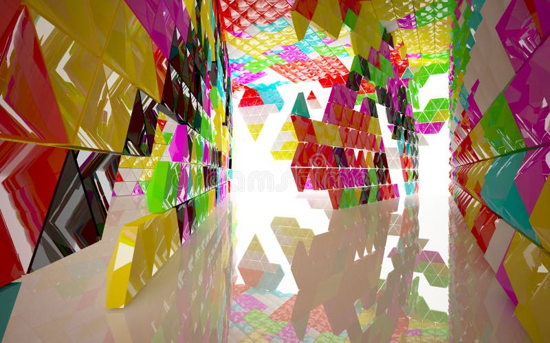 Abstract Interior Next To the Walls and Ceiling of an Array of Colored ...