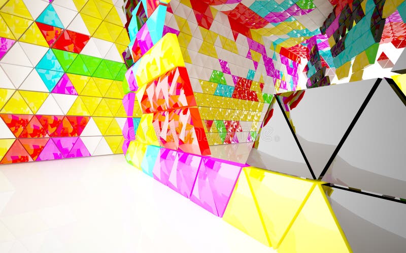 Abstract Interior Next To the Walls and Ceiling of an Array of Colored ...