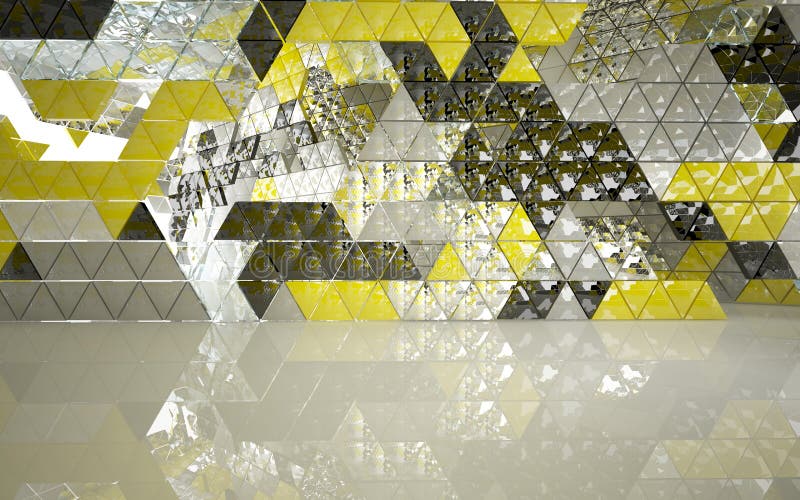 Abstract Interior Next To the Walls and Ceiling of an Array of Yellow ...