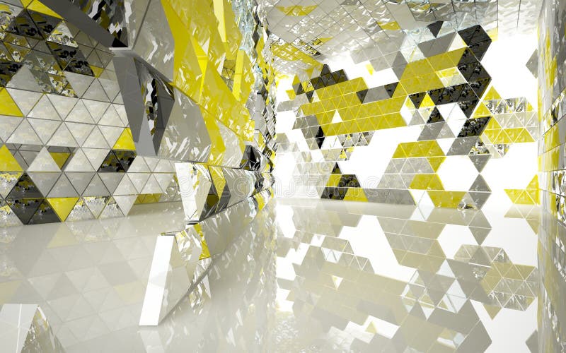 Abstract Interior Next To the Walls and Ceiling of an Array of Yellow ...