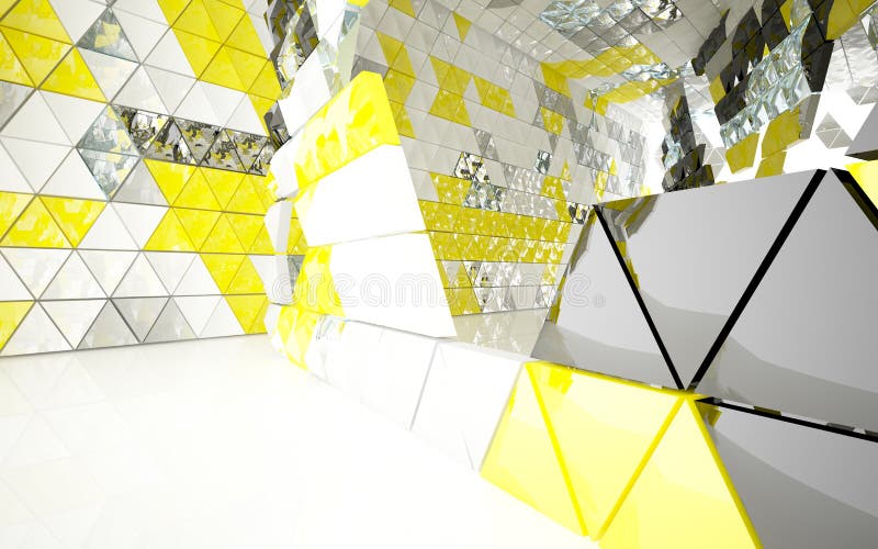 Abstract Interior Next To the Walls and Ceiling of an Array of Yellow ...