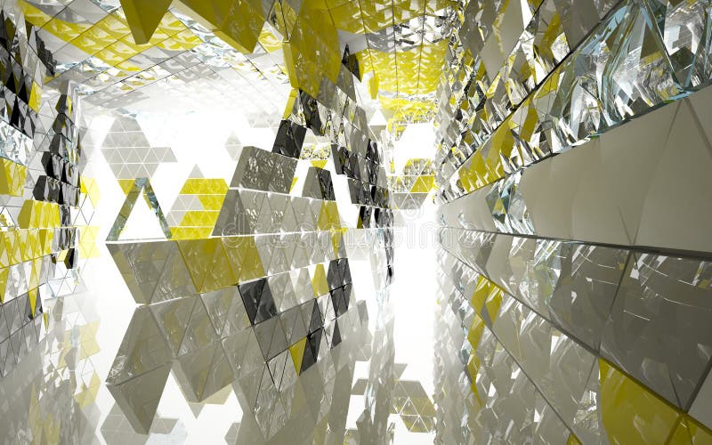 Abstract Interior Next To the Walls and Ceiling of an Array of Yellow ...