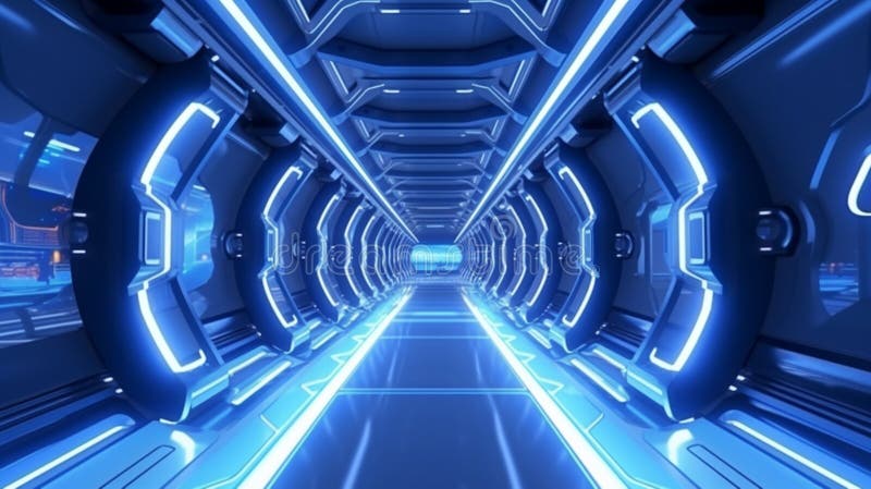 Abstract Interior Sci-fi Spaceship Corridors. Futuristic Design ...